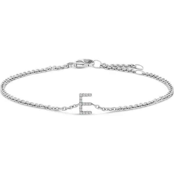 HAUS OF BRILLIANCE 10k Gold Diamond Accent Initial Charm Link Bracelet - White | E